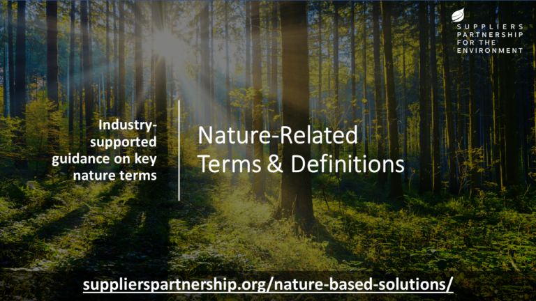 Nature Based Solutions - Suppliers Partnership for the Environment